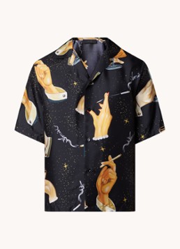 AMIRI Champagne regular fit overhemd van zijde met print • Zwart • de ...