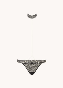 Aubade Boîte à Désir string met choker en parelketting • Zwart • de ...