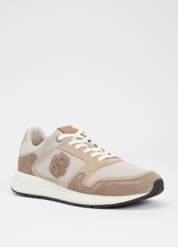 BOSS Vinston Runner sneaker van suède met mesh details • Creme • de ...