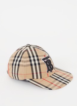 Burberry Pet met logoborduring en ruitdessin • Donkerbeige • de Bijenkorf