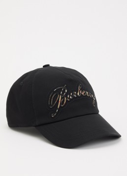 Burberry Pet met logoborduring en ruitdessin • Zwart • de Bijenkorf
