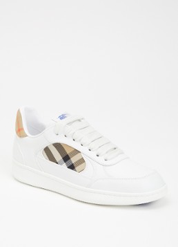 Burberry Terrace sneaker van kalfsleer met ruitdessin • Wit • de Bijenkorf