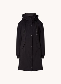 Creenstone Gewatteerde regenjas met afneembare capuchon • Zwart • de ...