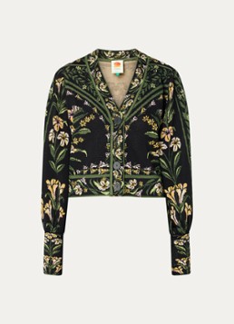 Farm Rio Flowers Arch fijngebreid vest met bloemenprint • Legergroen ...