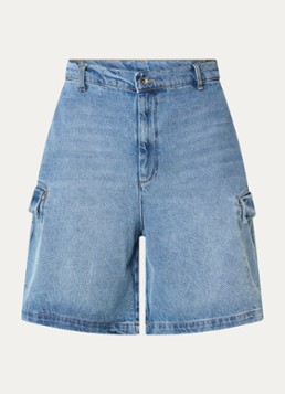 FLÂNEUR Loose fit korte broek van denim met klepzakken • Indigo • de ...