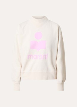 Isabel Marant Moby sweater met flock logoprint en opstaande kraag ...