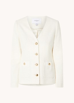 L.K.Bennett Hanna blazer met tweed-look en opgestikte zakken • Creme ...