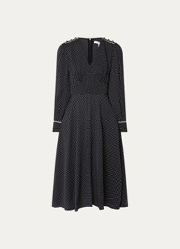 L.K.Bennett Larissa midi jurk met stippenprint • Zwart • de Bijenkorf