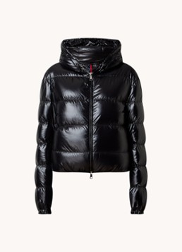 Moncler Bayard cropped puffer jack met donsvulling en capuchon • Zwart ...