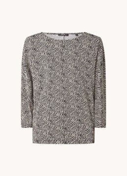 OPUS Sebry top met zebraprint en vleermuismouw • Zwart • de Bijenkorf