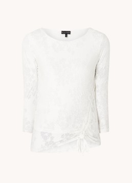 Phase Eight Mariella semi-transparante top met burn-out dessin • Wit ...