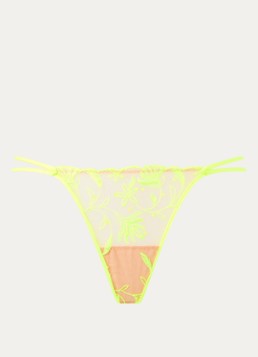 Sarda Shay string van mesh met borduring • Neongeel • de Bijenkorf
