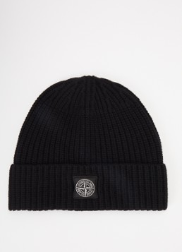 Stone Island S00B4 grofgebreide muts met logo • Zwart • de Bijenkorf