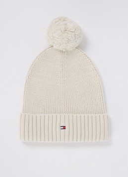 Tommy Hilfiger Essential Pom Pom gebreide muts met logo • Beige • de ...