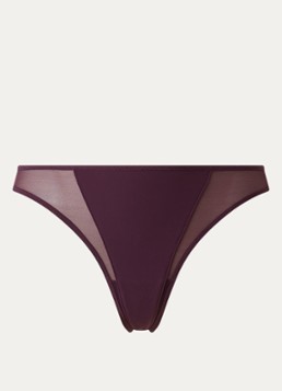 Wolford Sheer Opaque string met mesh • Aubergine • de Bijenkorf