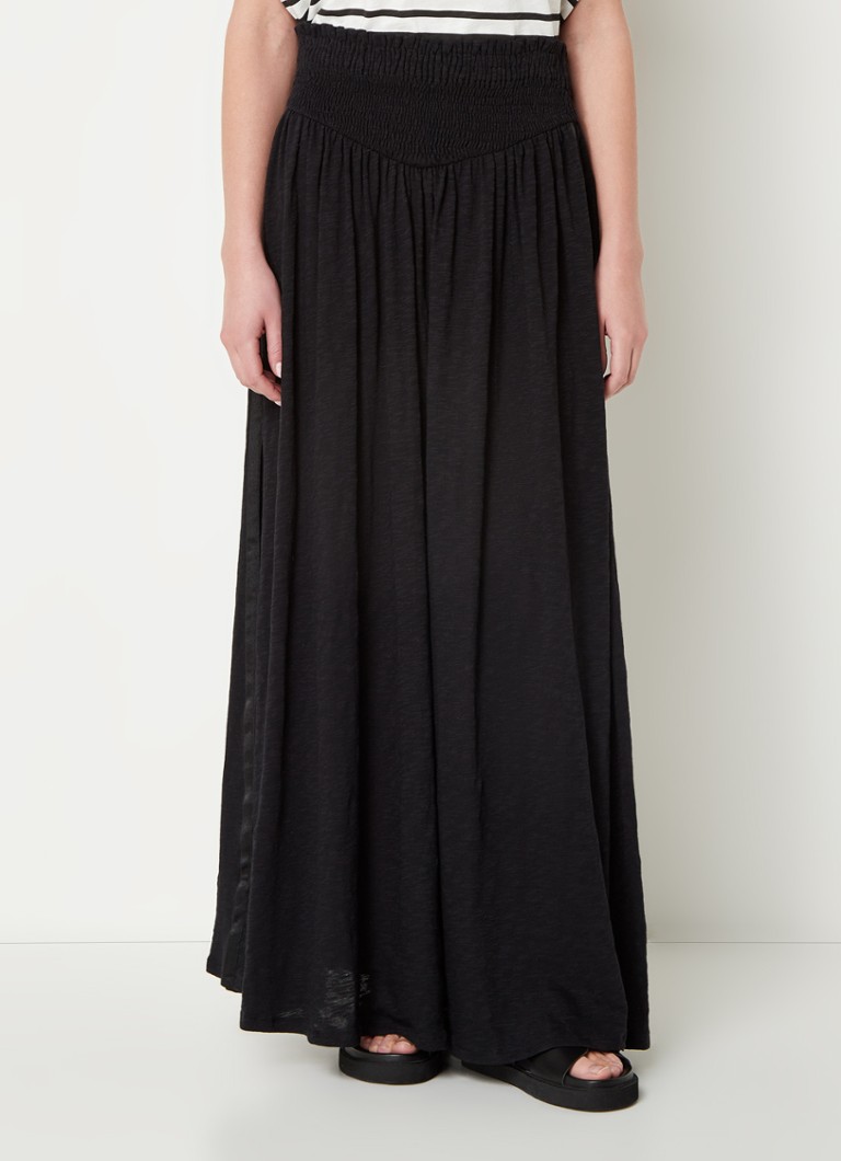 10DAYS Maxi rok met smockwerk en volant • Zwart • de Bijenkorf