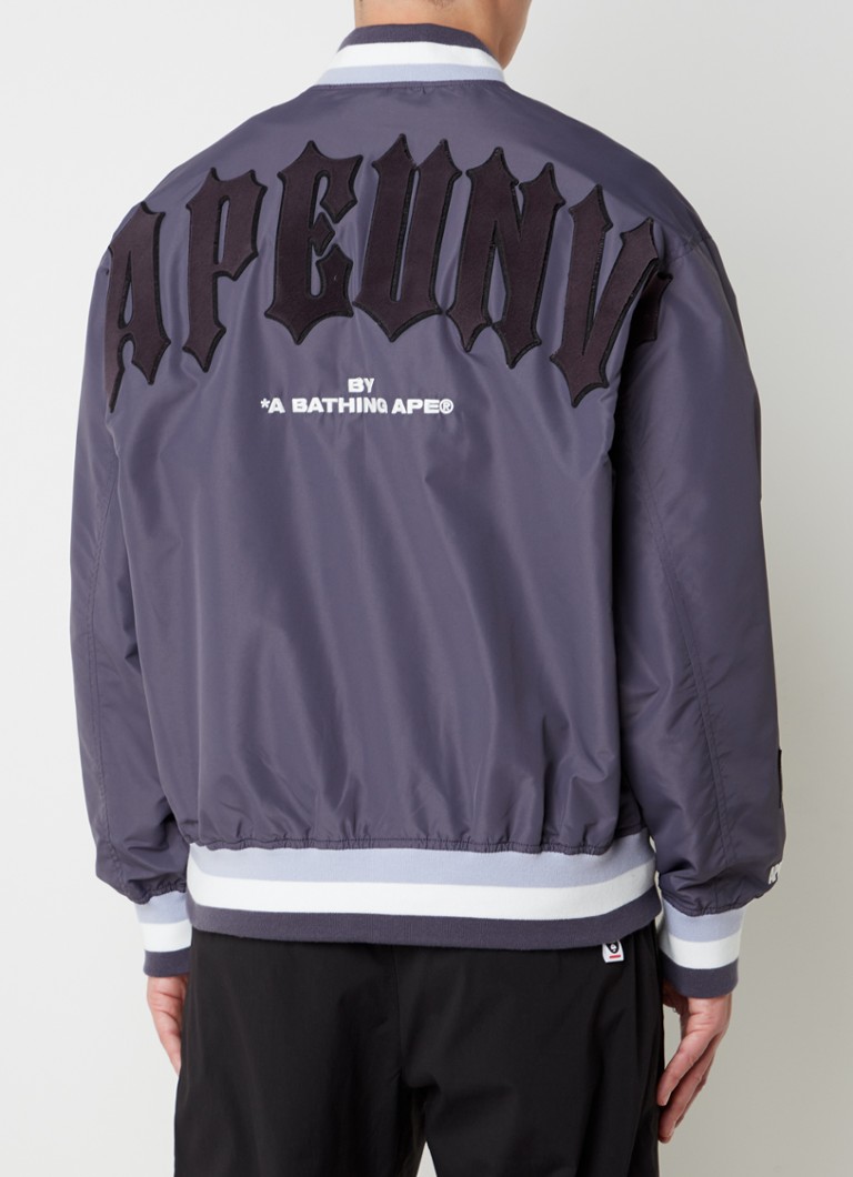 Aape Baseball jack met logo- en backprint • Staalblauw • de Bijenkorf