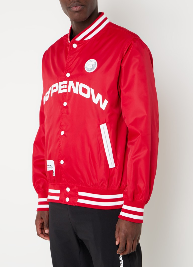 Aape Baseball jack met logoprint en steekzakken • Rood • de Bijenkorf