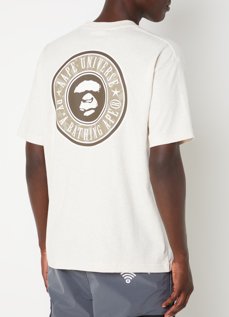 Aape T-shirt met logo- en backprint • Beige • de Bijenkorf