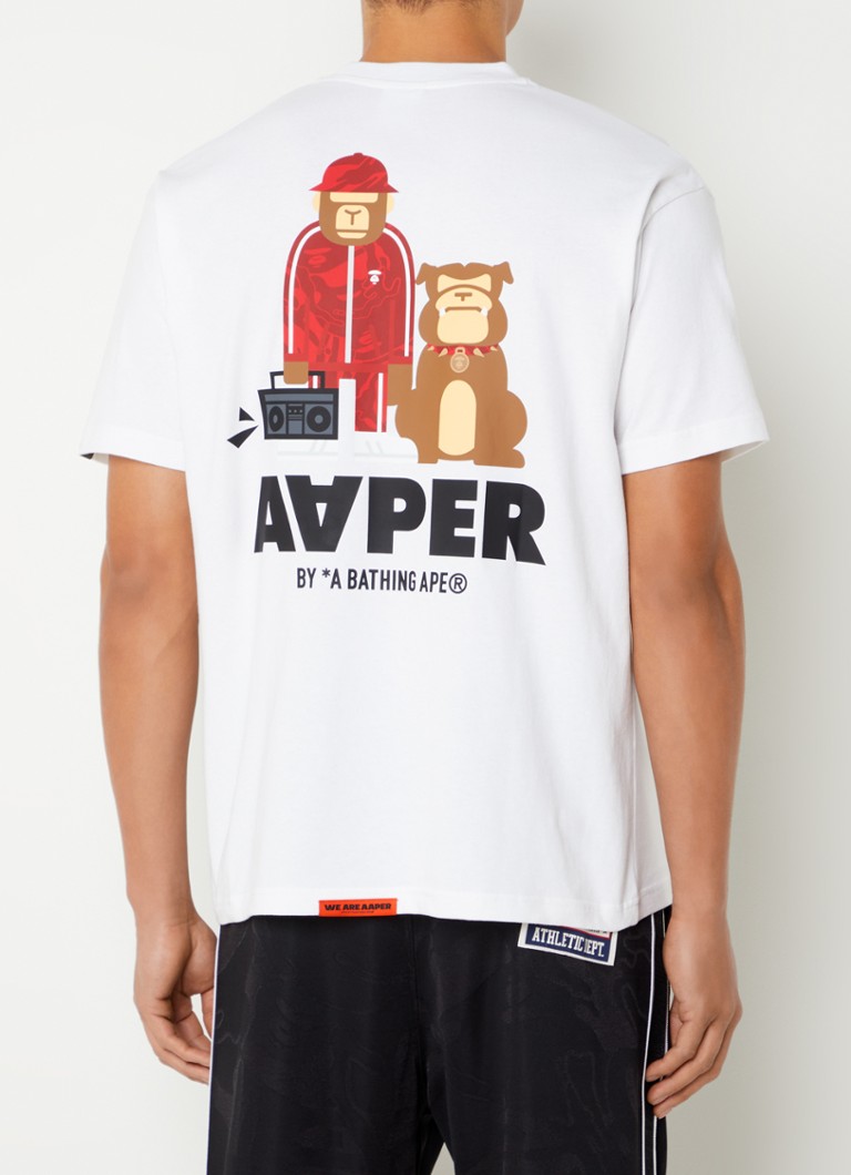 Aape T-shirt met logo- en backprint • Wit • de Bijenkorf