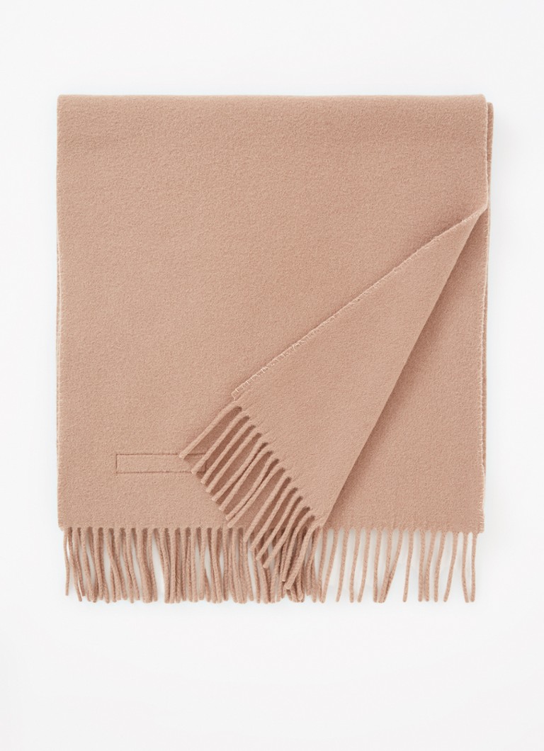 Acne Studios Classic sjaal van wol met franjes 200 x 40 cm • Donkerbeige • de Bijenkorf