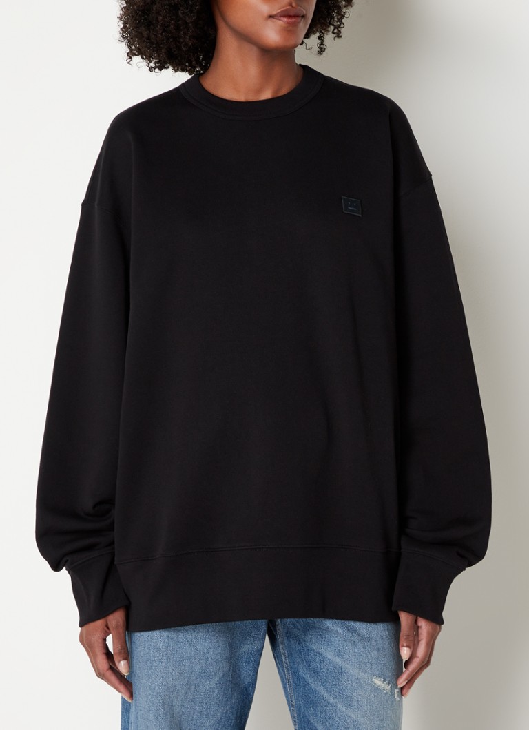 Acne Studios Oversized sweater met logoborduring • Zwart • de Bijenkorf