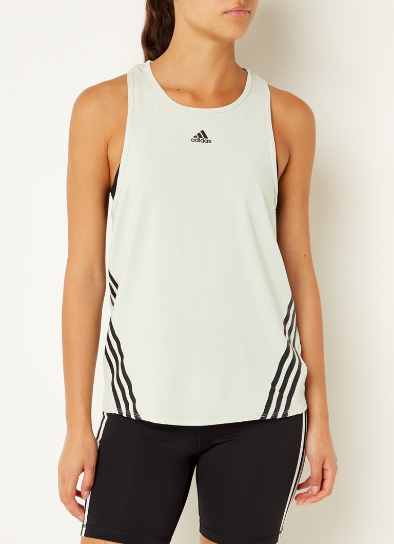Adidas Trainings tanktop met logoprint en Aeroready • Lichtgroen • de ...