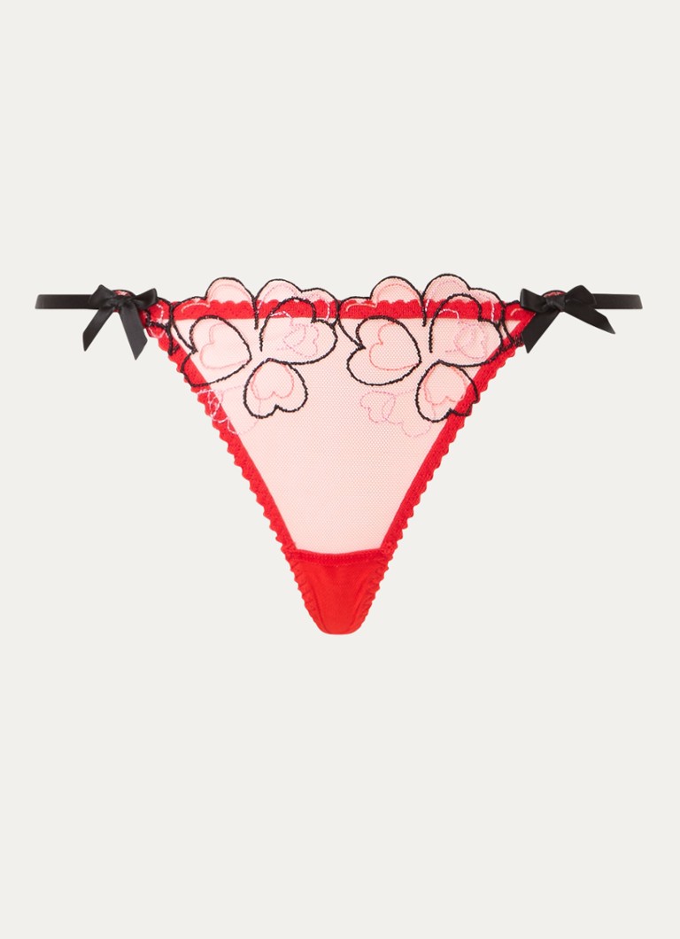 Agent Provocateur Maysie string met mesh en borduring • Rood • de Bijenkorf