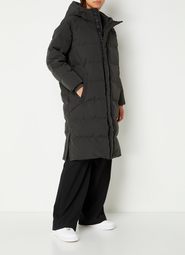 Airforce Janet gewatteerde jas met capuchon en steekzakken • Donkergroen • de Bijenkorf