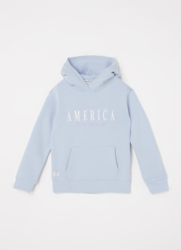 America Today Hoodie met logoborduring • Lichtblauw • de Bijenkorf