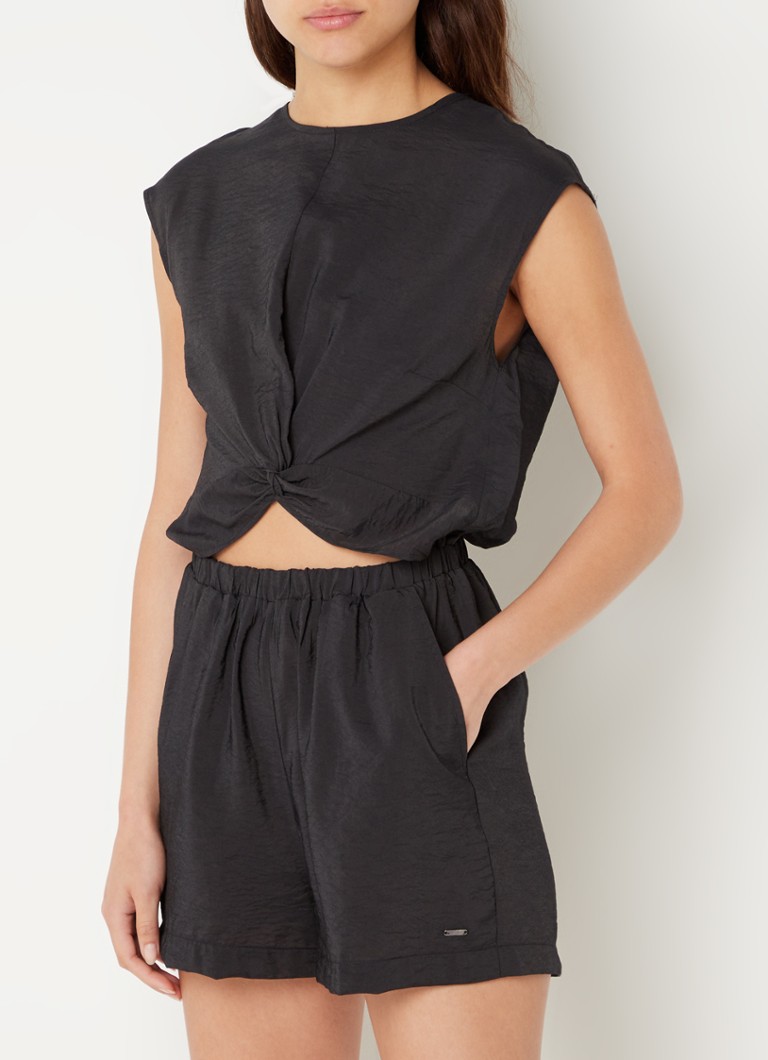 America Today Naola straight fit playsuit met cut-out detail • Zwart • de Bijenkorf