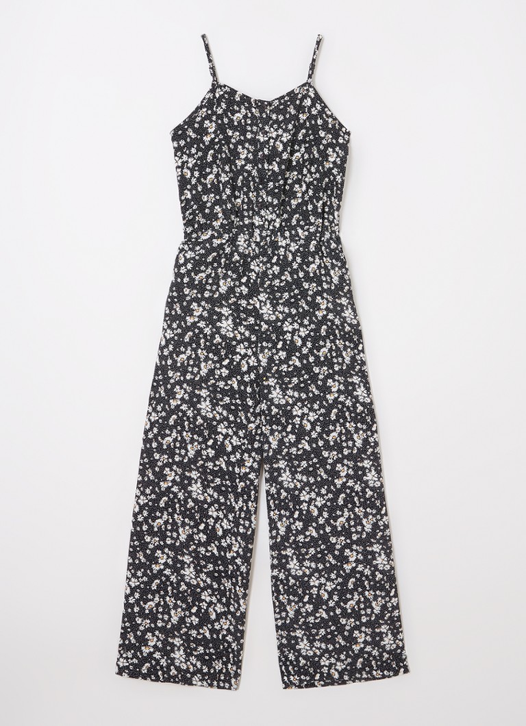 America Today Phia loose fit jumpsuit met bloemenprint • Zwart • de ...