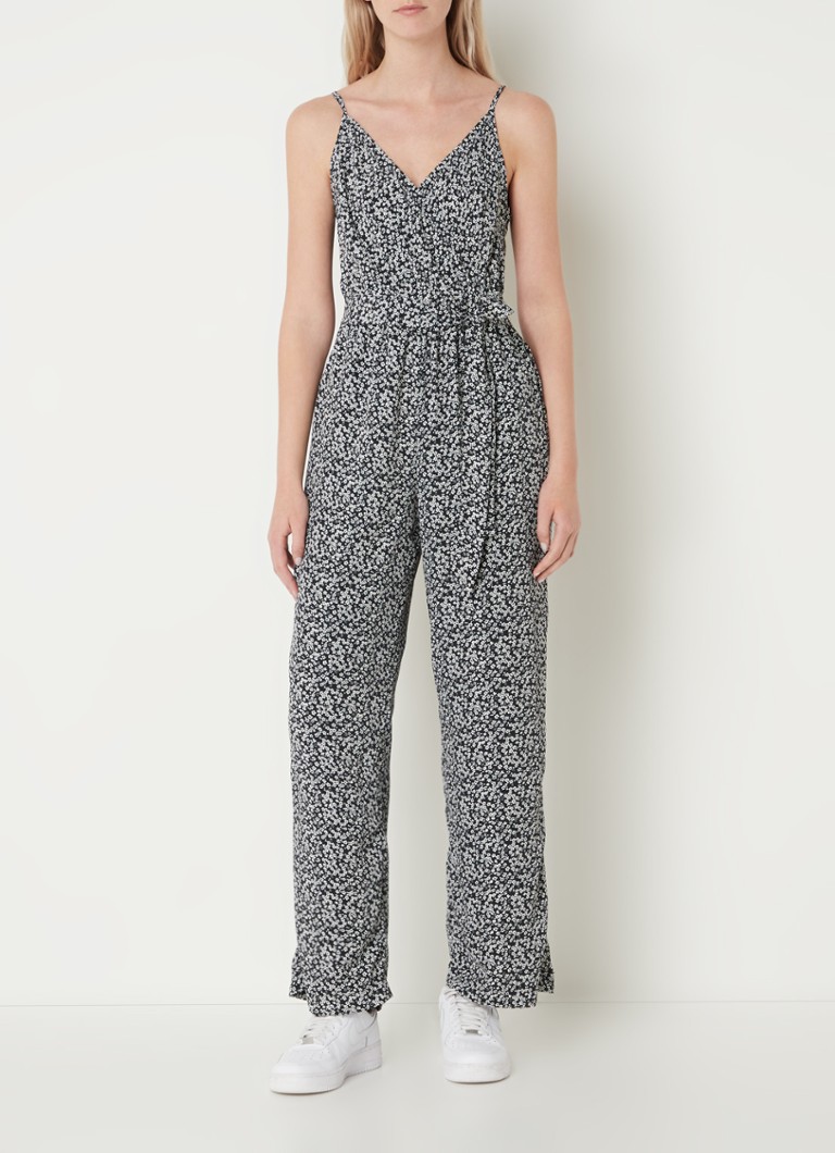 America Today Pyora straight fit jumpsuit met bloemenprint • Zwart • de ...