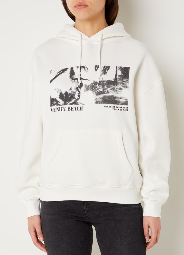 America Today Sibby hoodie met logo- en backprint • Gebroken wit • de ...