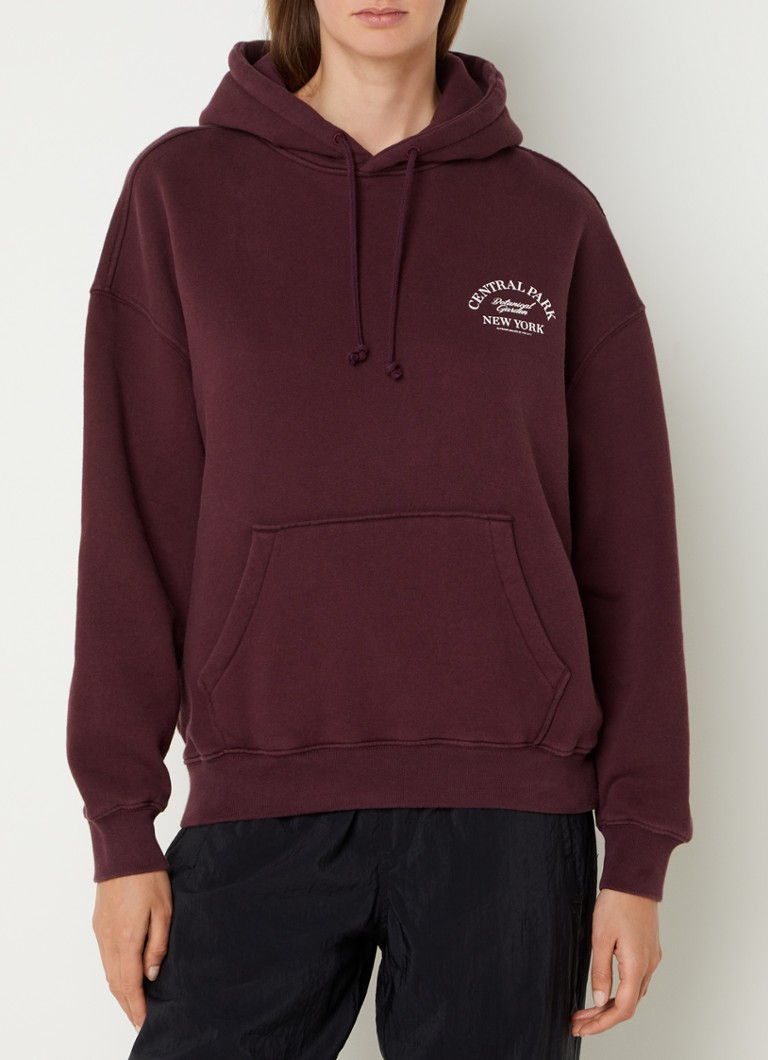 America Today Sol oversized hoodie met front- en backprint • Aubergine ...