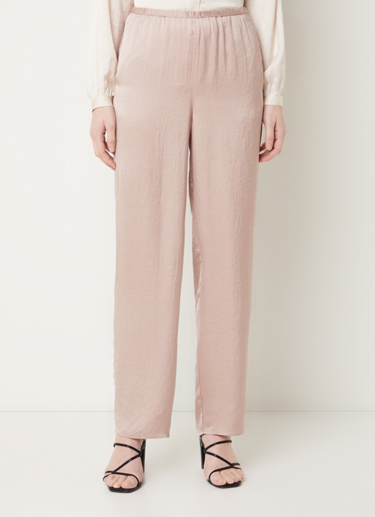 American Vintage Widland high waist straight fit broek van satijn ...