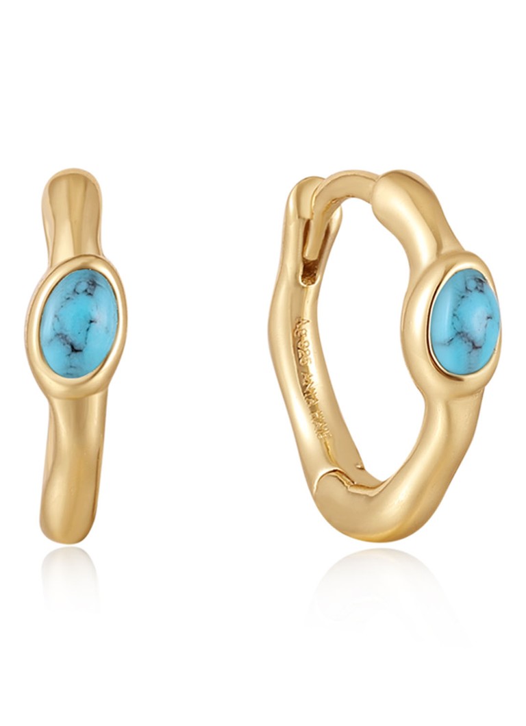 Ania Haie Turquoise Wave Huggie oorringen verguld • Goud • de Bijenkorf