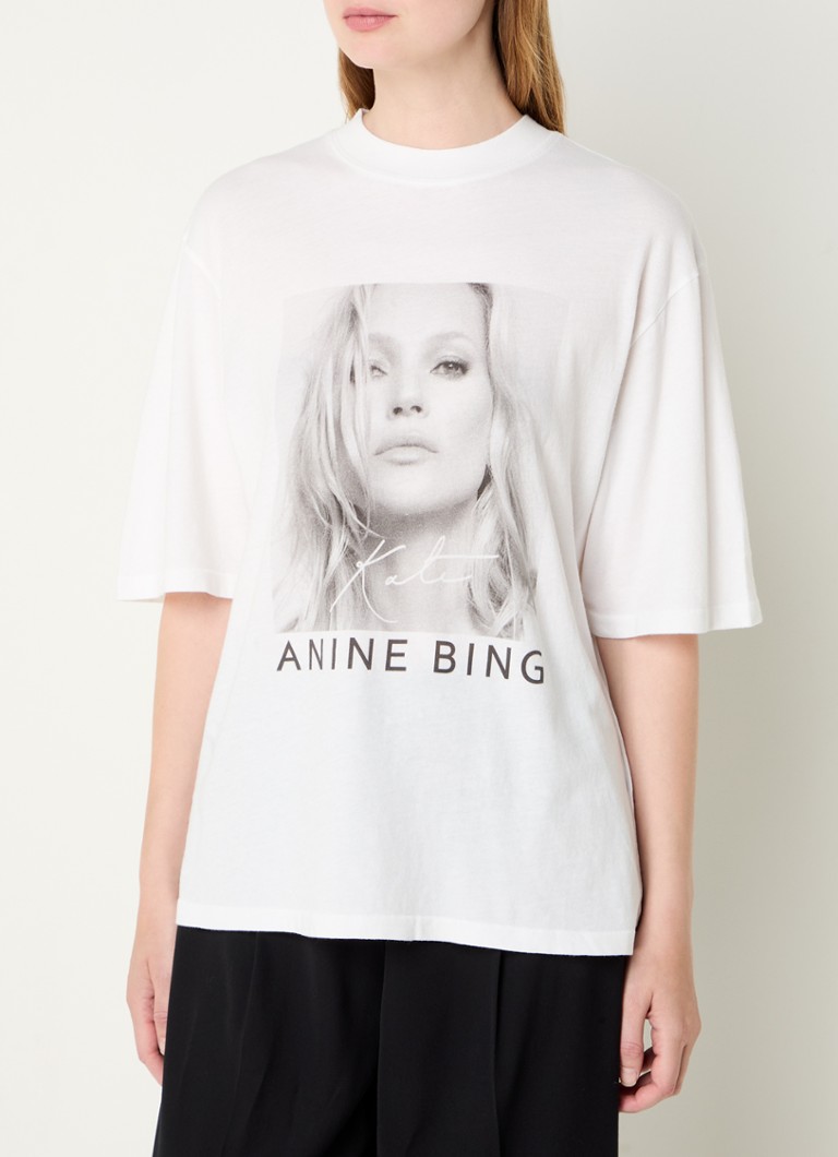 Anine Bing Avi T-shirt met print • Wit • de Bijenkorf