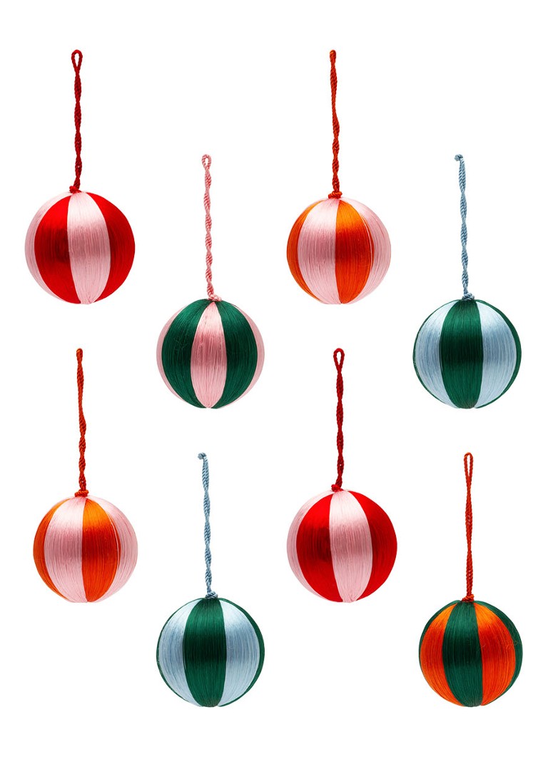 Anna + Nina Corded Stripe kerstbal set van 8 • Multicolor • de Bijenkorf