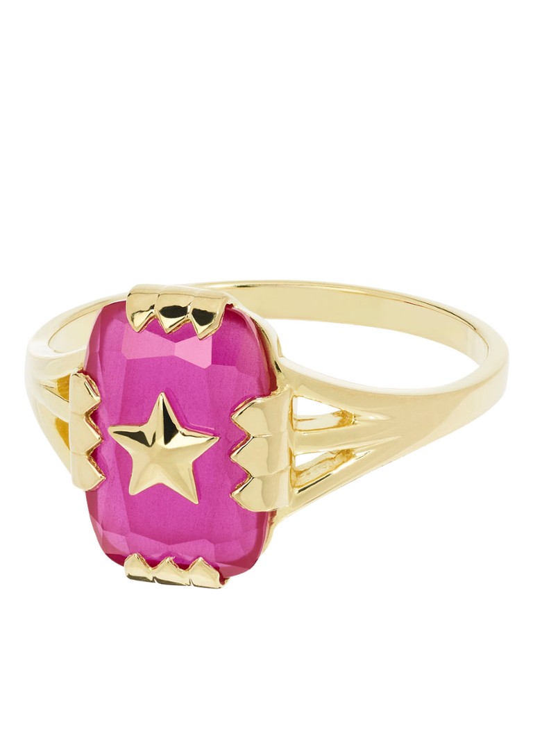 Anna + Nina Starshine Magenta ring verguld • Goud • de Bijenkorf