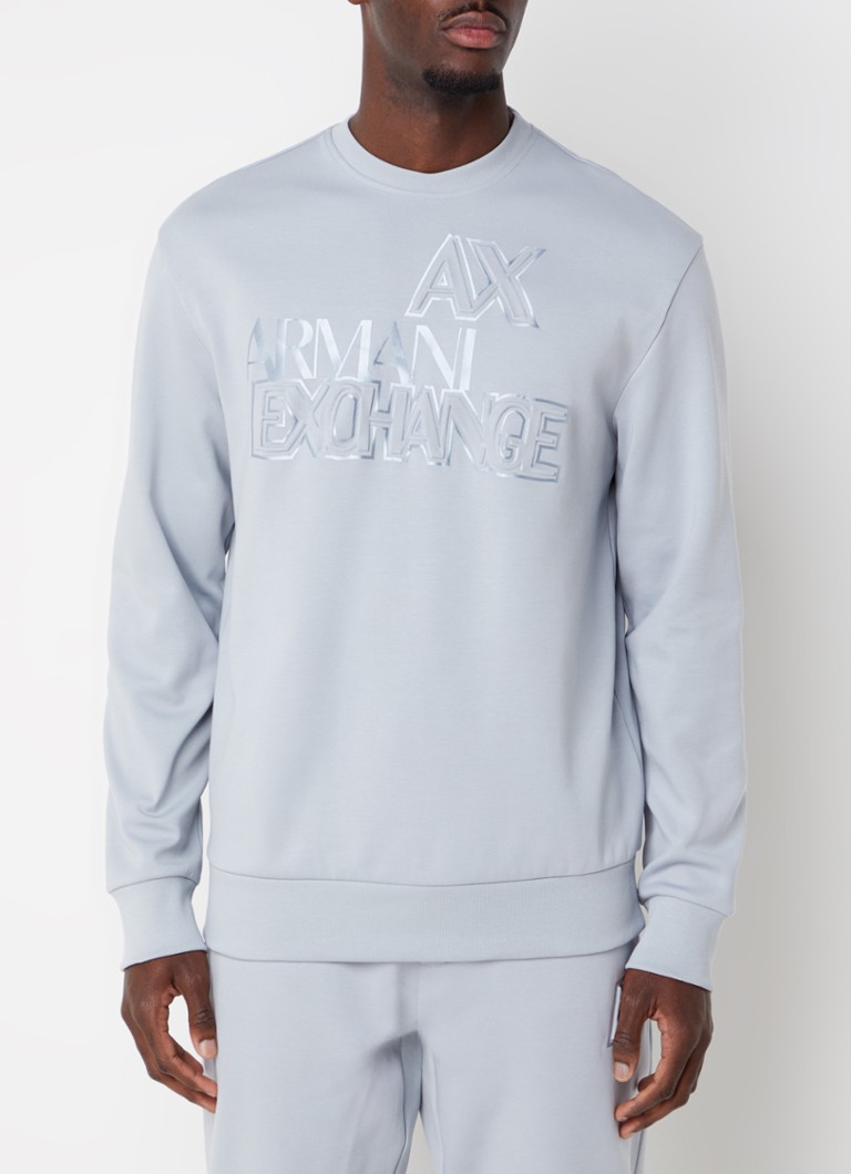 Armani Exchange Sweater met 3D logoprint • Staalblauw • de Bijenkorf