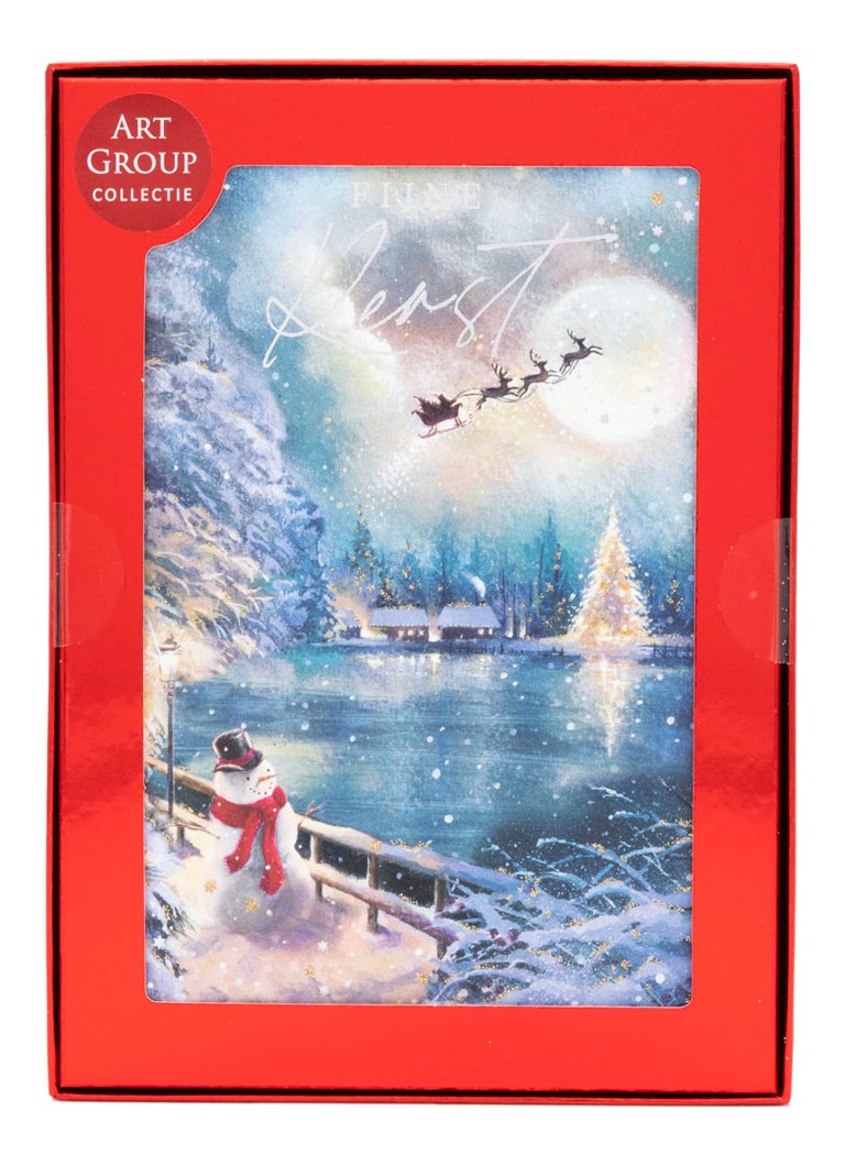 Art Group Kerstman in besneeuwd landschap kerstkaart - 1 design - set ...