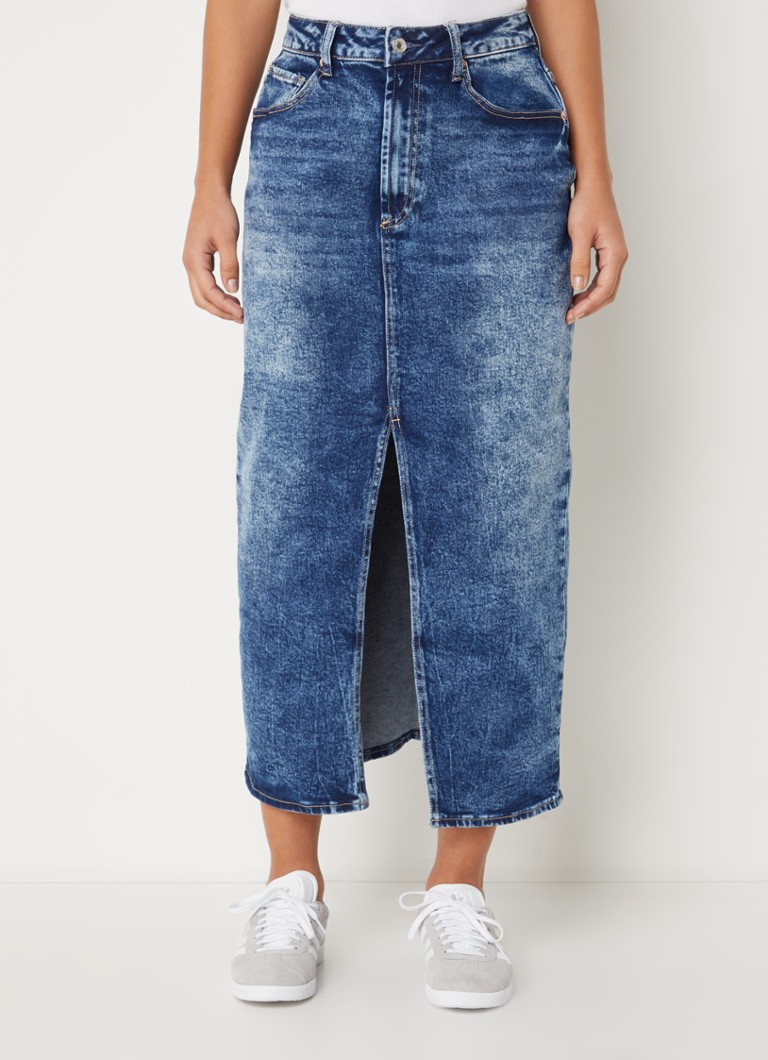 Articles of Society Braxton midi rok van denim met split • Indigo • de ...