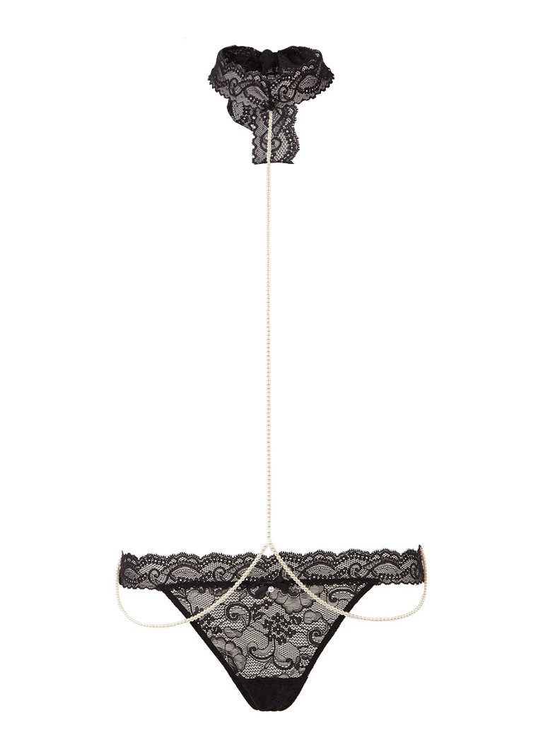 Aubade Boite A Desir string met choker en parelketting • Zwart • de ...