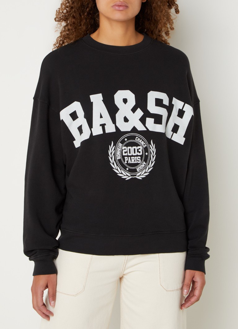 Ba&sh Benjamin sweater met logoprint • Bronsgroen • de Bijenkorf