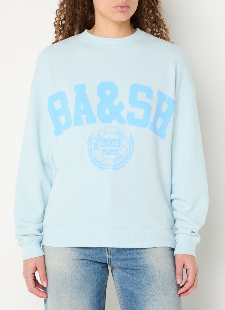 ba&sh Benjamin sweater met logoprint • Lichtblauw • de Bijenkorf