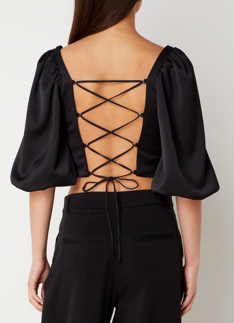 ba&sh Doja crop top met ballonmouw • Zwart • de Bijenkorf