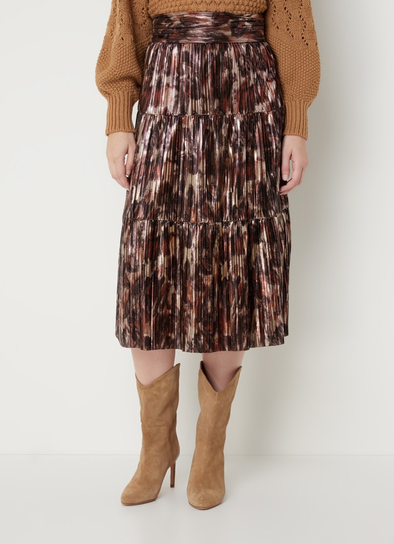 Ba&sh Poly midi rok met panterprint met plissé • Paars • de Bijenkorf