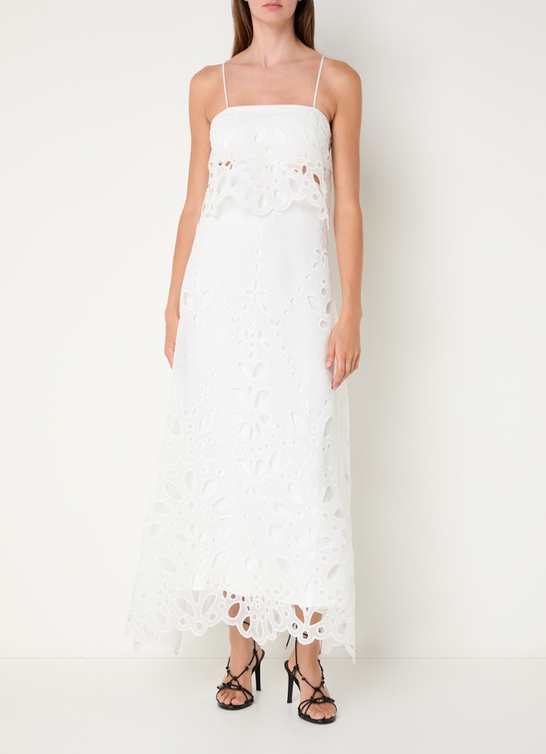 Baandsh Venus Maxi Jurk Met Opengewerkt Dessin • Gebroken Wit • De Bijenkorf