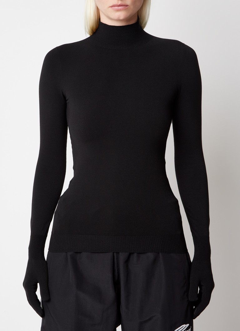 Balenciaga Fijngebreide coltrui met stretch • Zwart • de Bijenkorf Balenciaga Fijngebreide coltrui met stretch • Zwart • de Bijenkorf